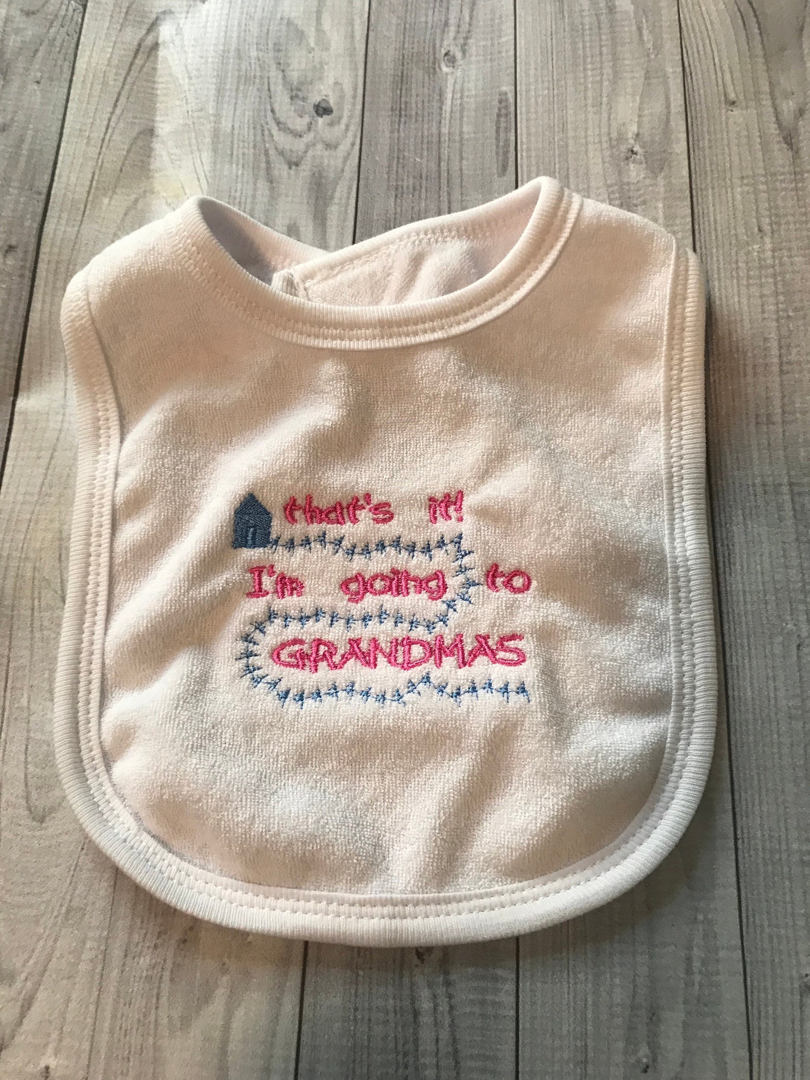 Grandma's House Embroidered Terry Cloth Baby Bib - Etsy