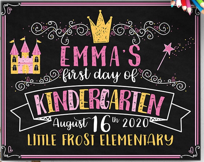 Princess First Day of School Printable 1st Day of 1st Grade Sign 1st ...