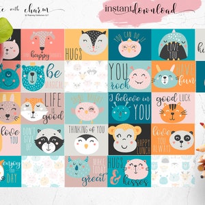 Cute Animals Lunch Box Notes for Kids Back to School Notes ...