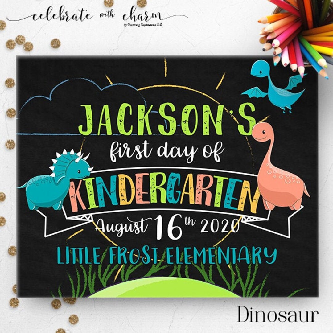 Dinosaur First Day of School Printable 1st Day of 1st Grade - Etsy