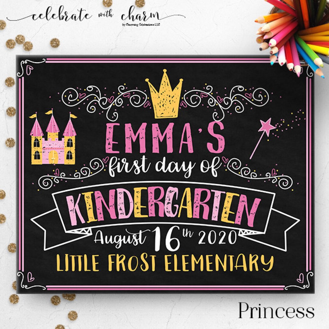 Princess First Day of School Printable 1st Day of 1st Grade Sign 1st ...