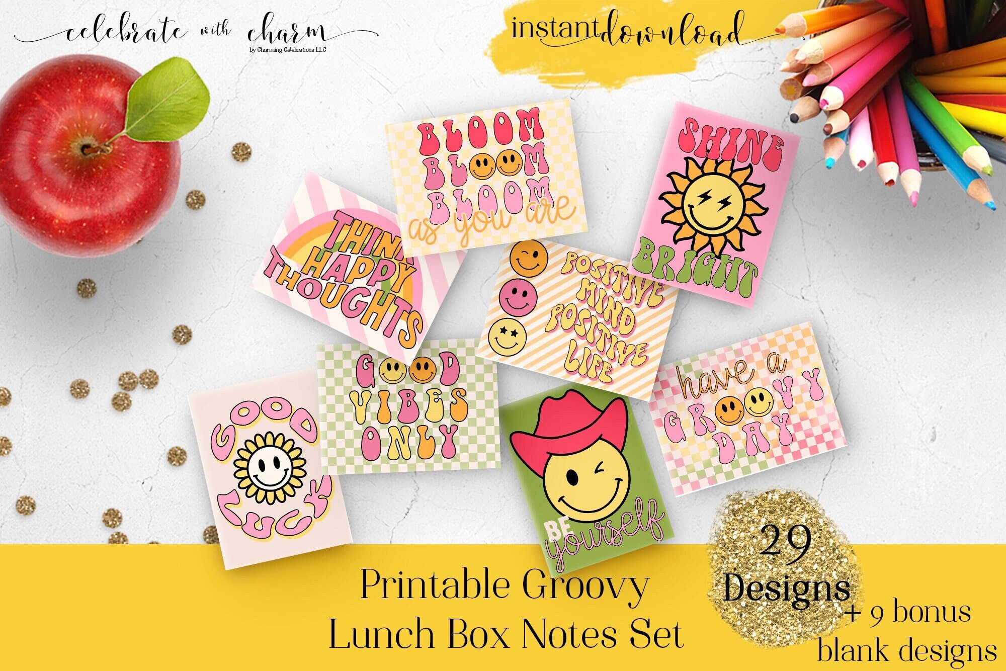 Groovy Retro Lunch Box Notes for Kids Back to School Notes ...
