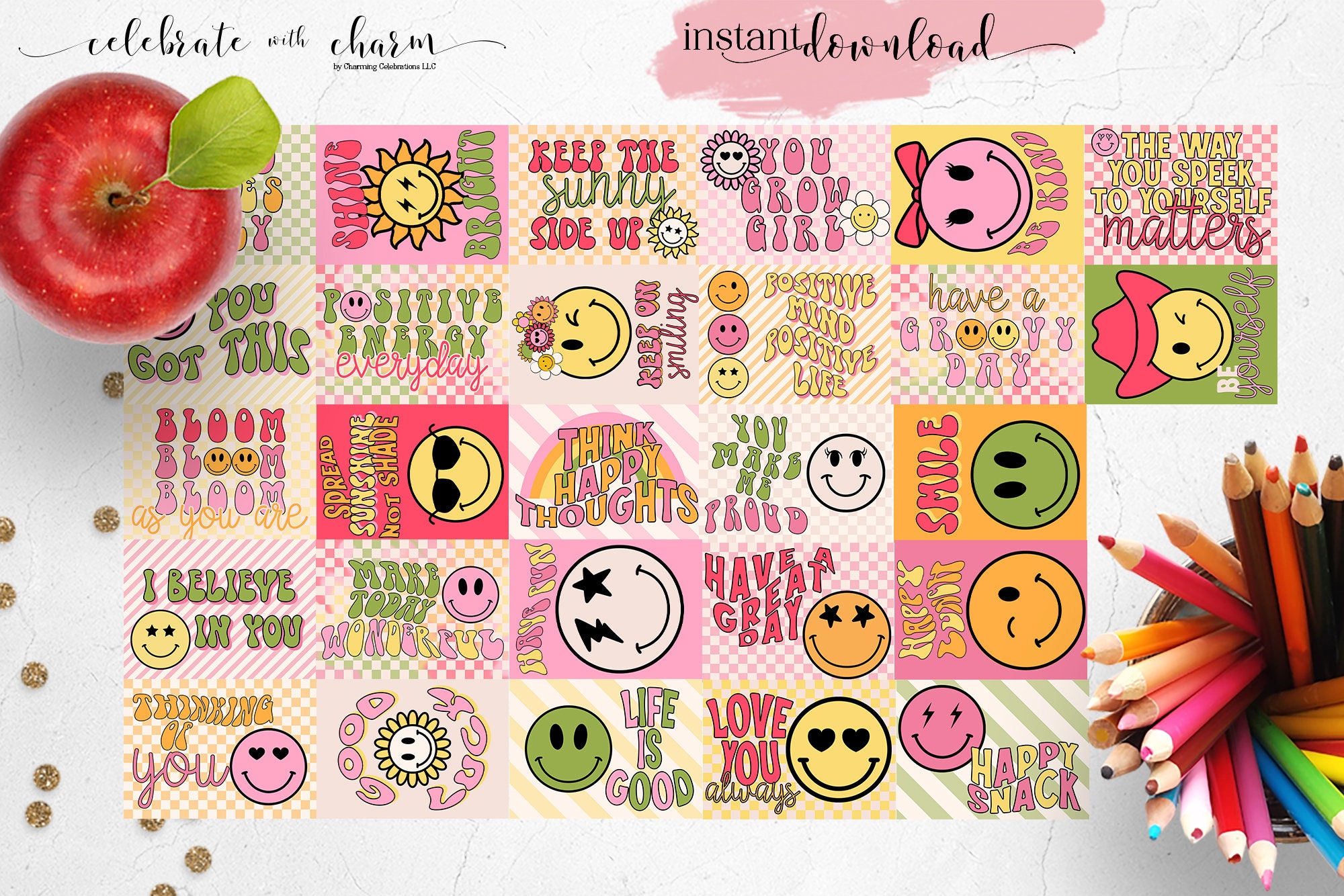 Groovy Retro Lunch Box Notes for Kids Back to School Notes ...