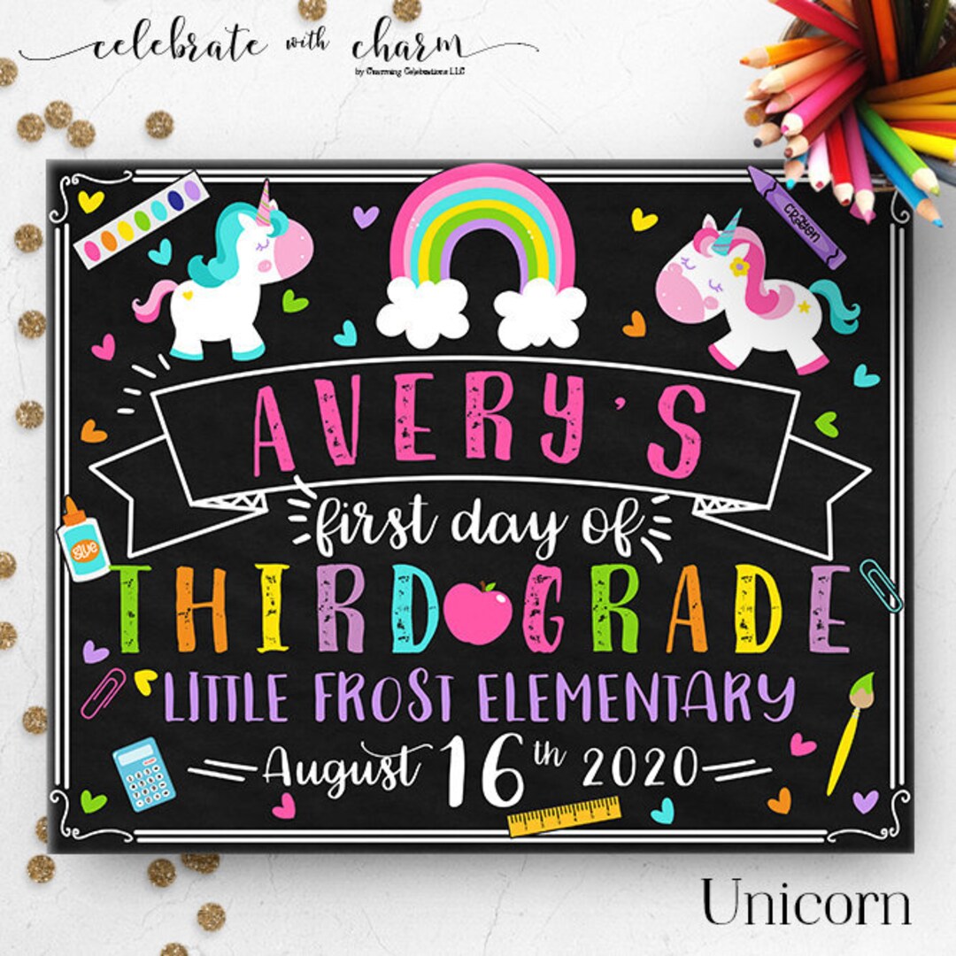 Unicorn First Day of School Printable 1st Day of 1st Grade - Etsy