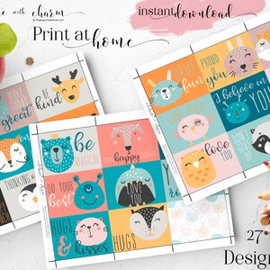 Cute Animals Lunch Box Notes for Kids Back to School Notes ...