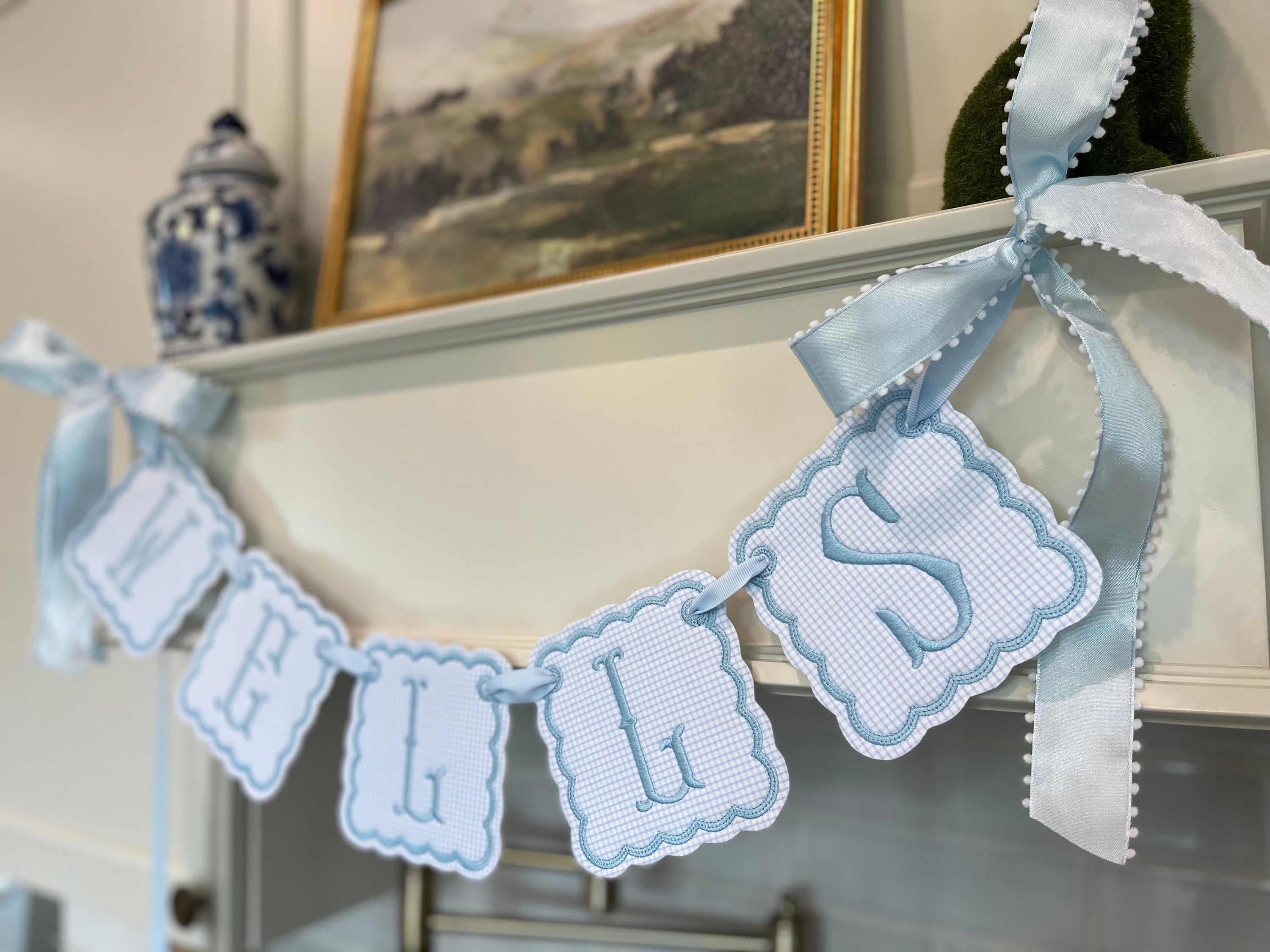 Baby Blue Embroidered Name Banner. - Etsy