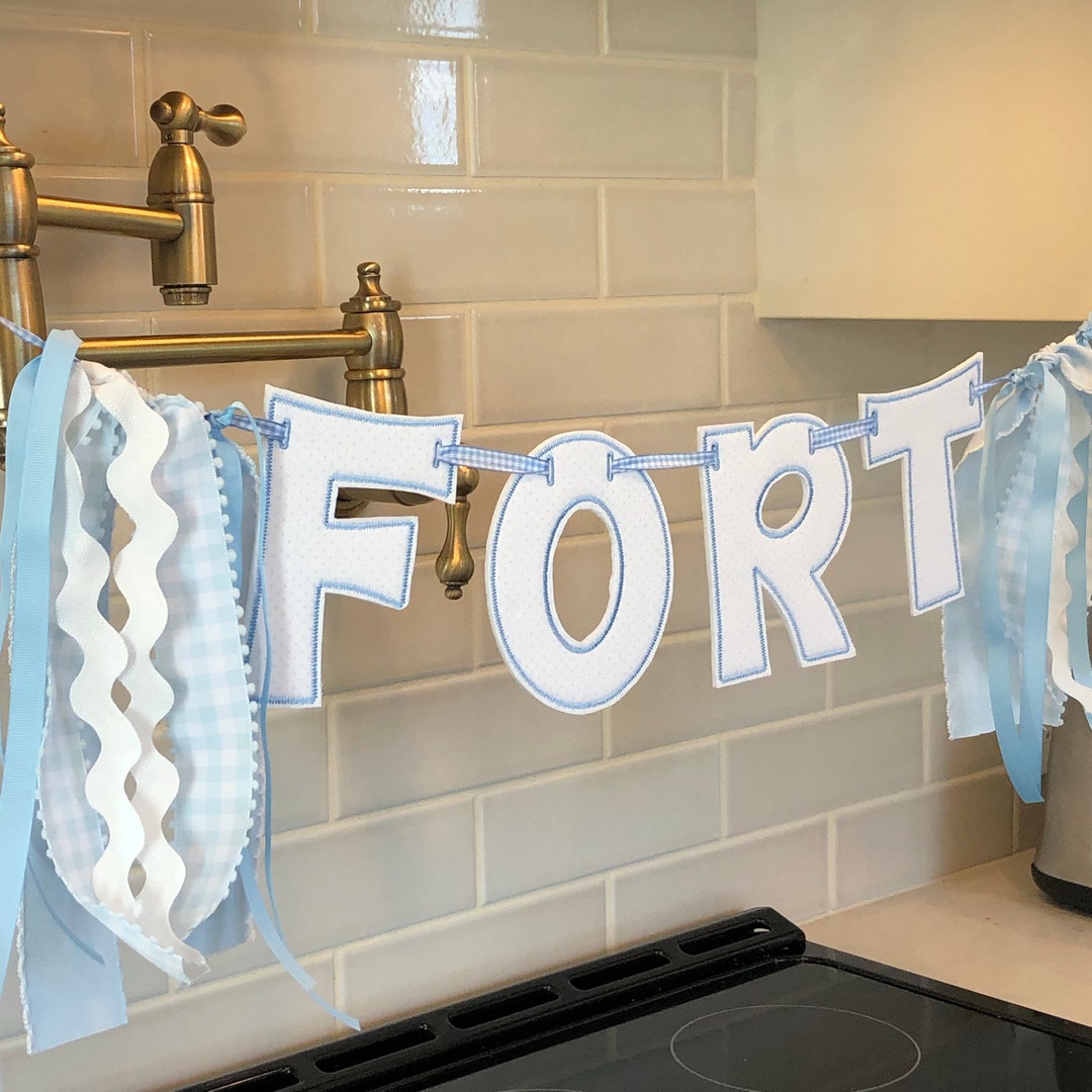 Blue Mini Dot Embroidered Name Banner - Etsy