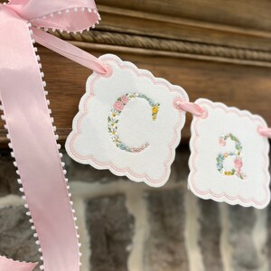 Floral Embroidered Name Banner, Birthday Shower Decor - Etsy