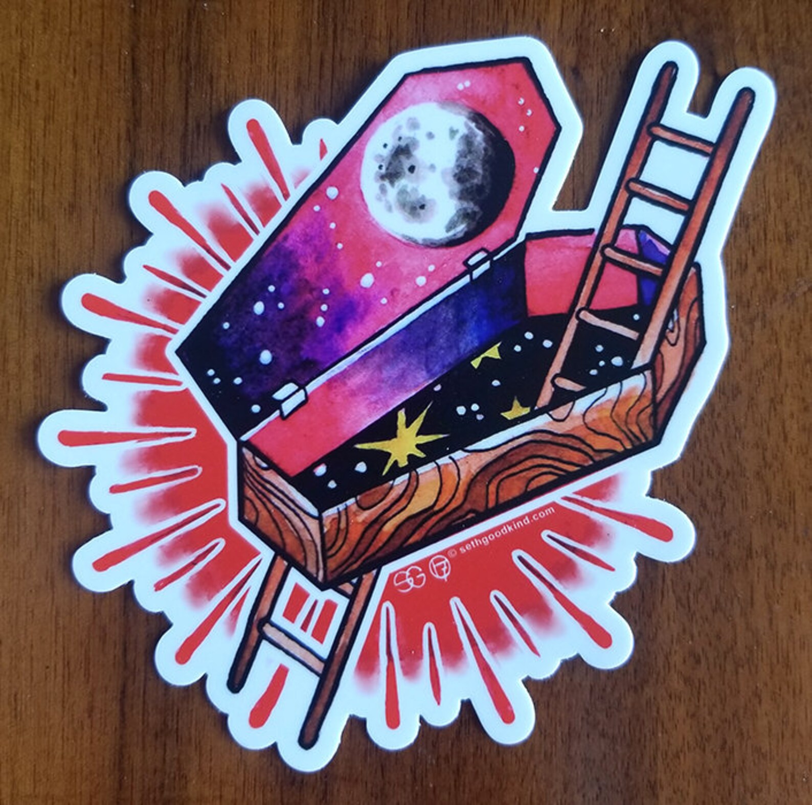 Cosmic Coffin Tattoo Space Art Sticker | Etsy