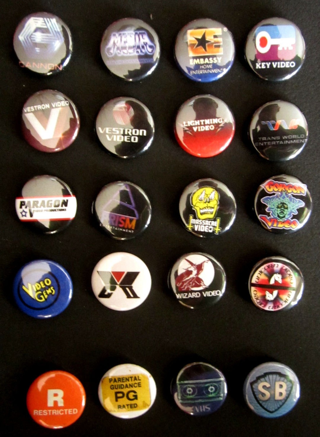 VHS Video Retro Logo Buttons - Etsy