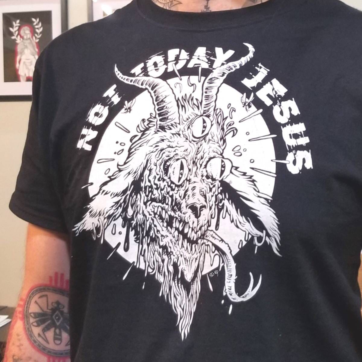 Not Today Jesus Satanic Goat Monster Shirt sold by George John | SKU ...