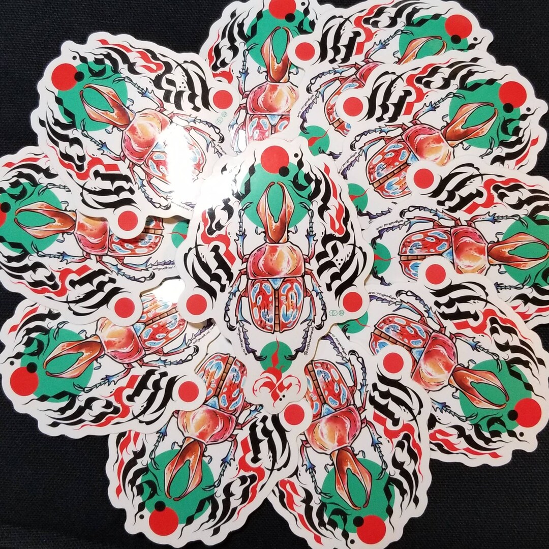 Beetle Calligraphy Sigil Sticker - Etsy