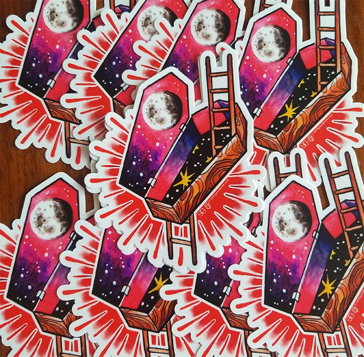 Cosmic Coffin Tattoo Space Art Sticker | Etsy