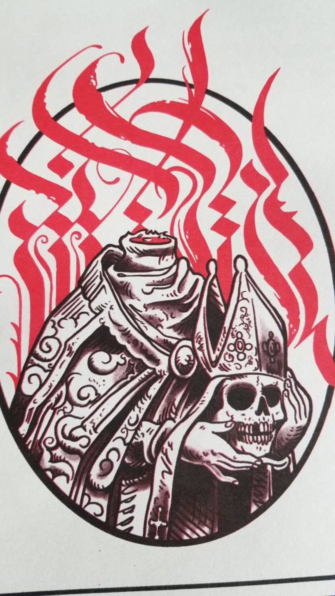 Beheaded Death Pope Calligraphy Risograph Print - Etsy