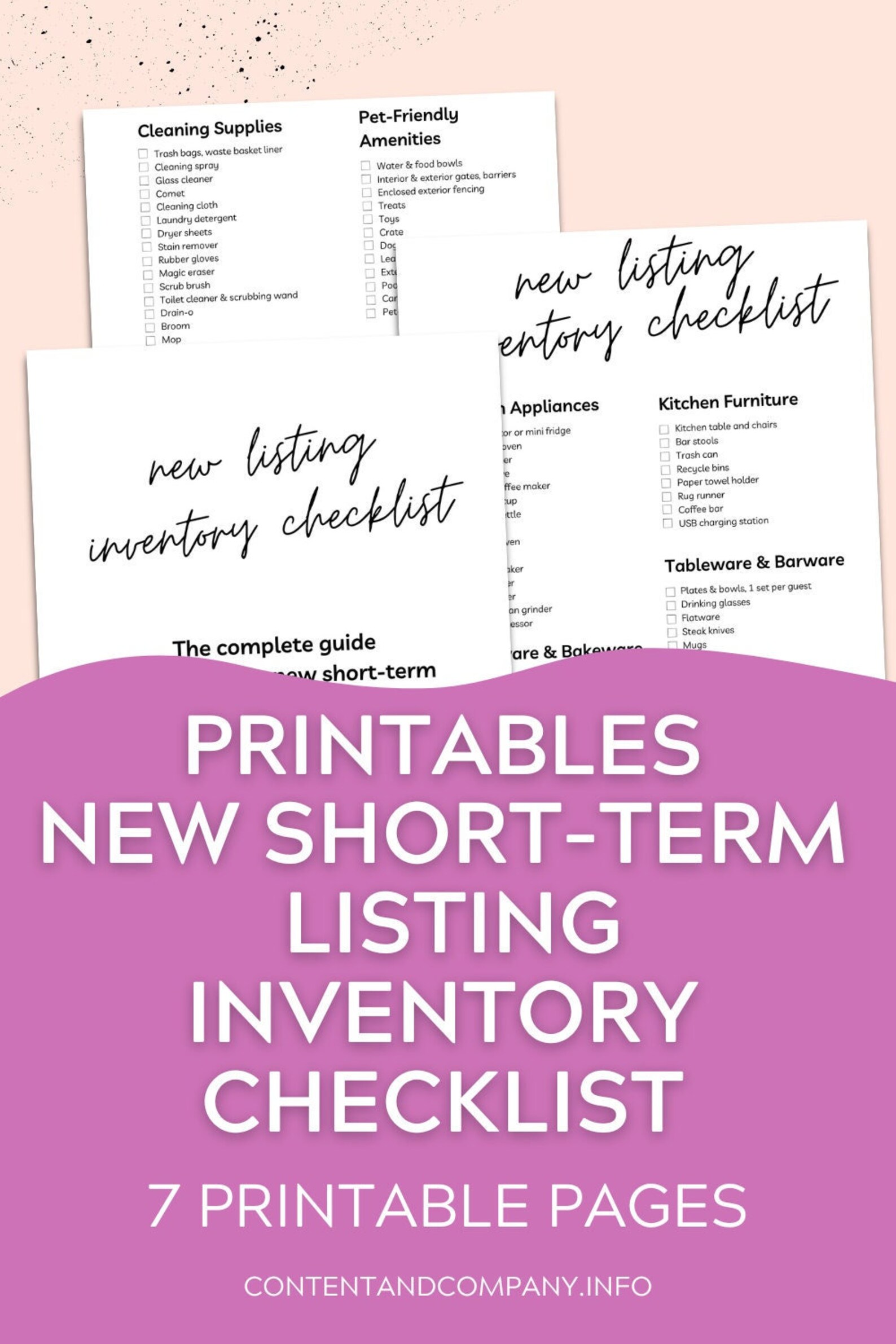 New Short-term Rental Listing Inventory Checklist - Airbnb VRBO Booking ...