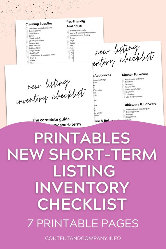 New Short-term Rental Listing Inventory Checklist Airbnb | Etsy