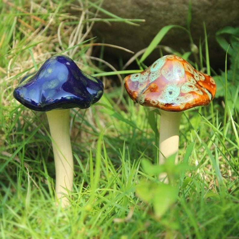 4.5" Ceramic Mushroom for Garden, Toadstool for Yard, Fairy Garden ...