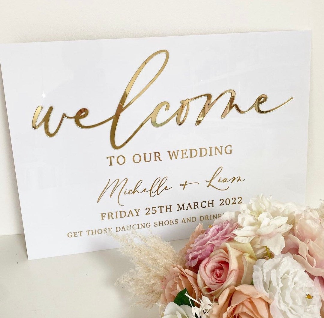 Perspex 3D Wedding Welcome Sign- White Perspex Wedding Sign- Acrylic ...