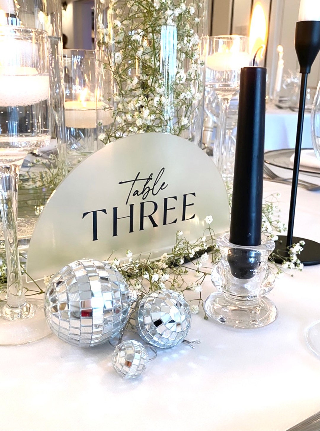 FROSTED SEMI CIRCLE Acrylic Table Numbers- Perspex- Acrylic- Perspex ...