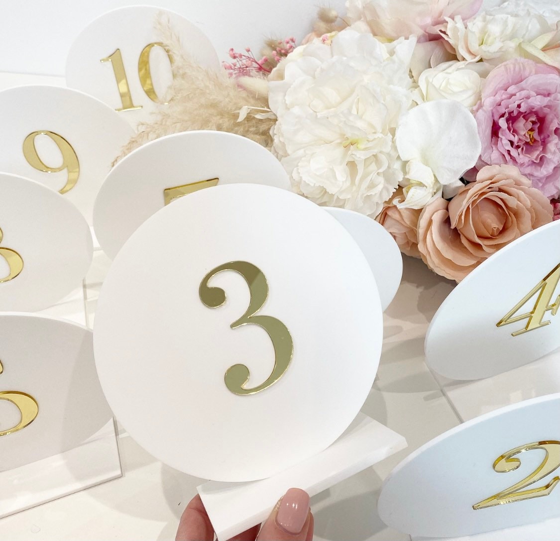 3D Circular Table Numbers- Perspex- Acrylic- Perspex Table Numbers ...