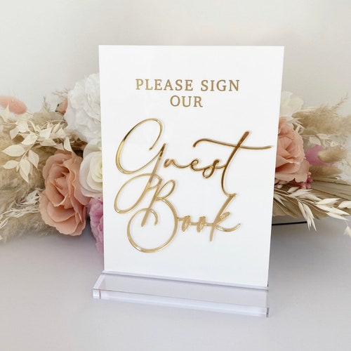 3D Acrylic Guestbook Sign Please Sign Our Guestbook Sign - Etsy