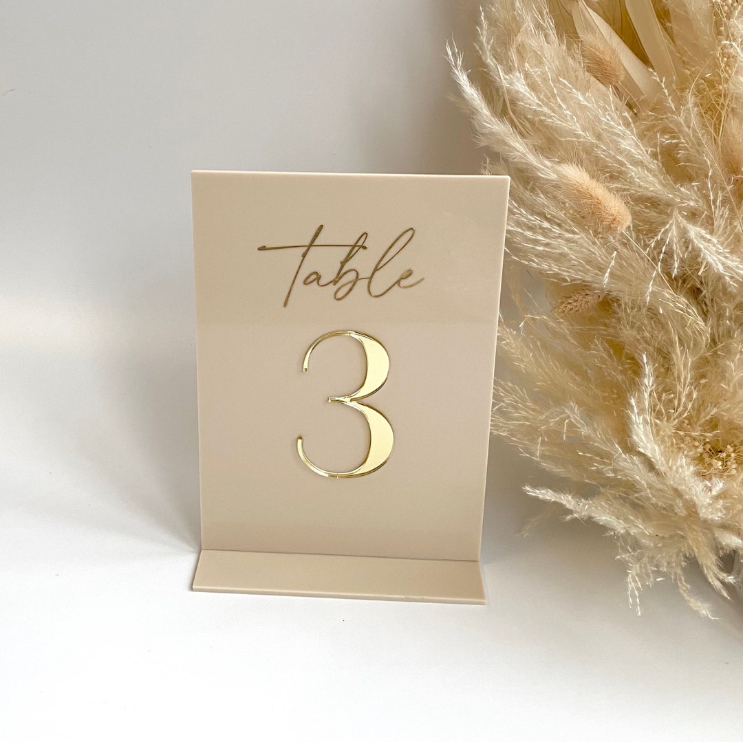 Acrylic 3D Table Numbers- Nude Gold-acrylic Table Numbers- Wedding ...
