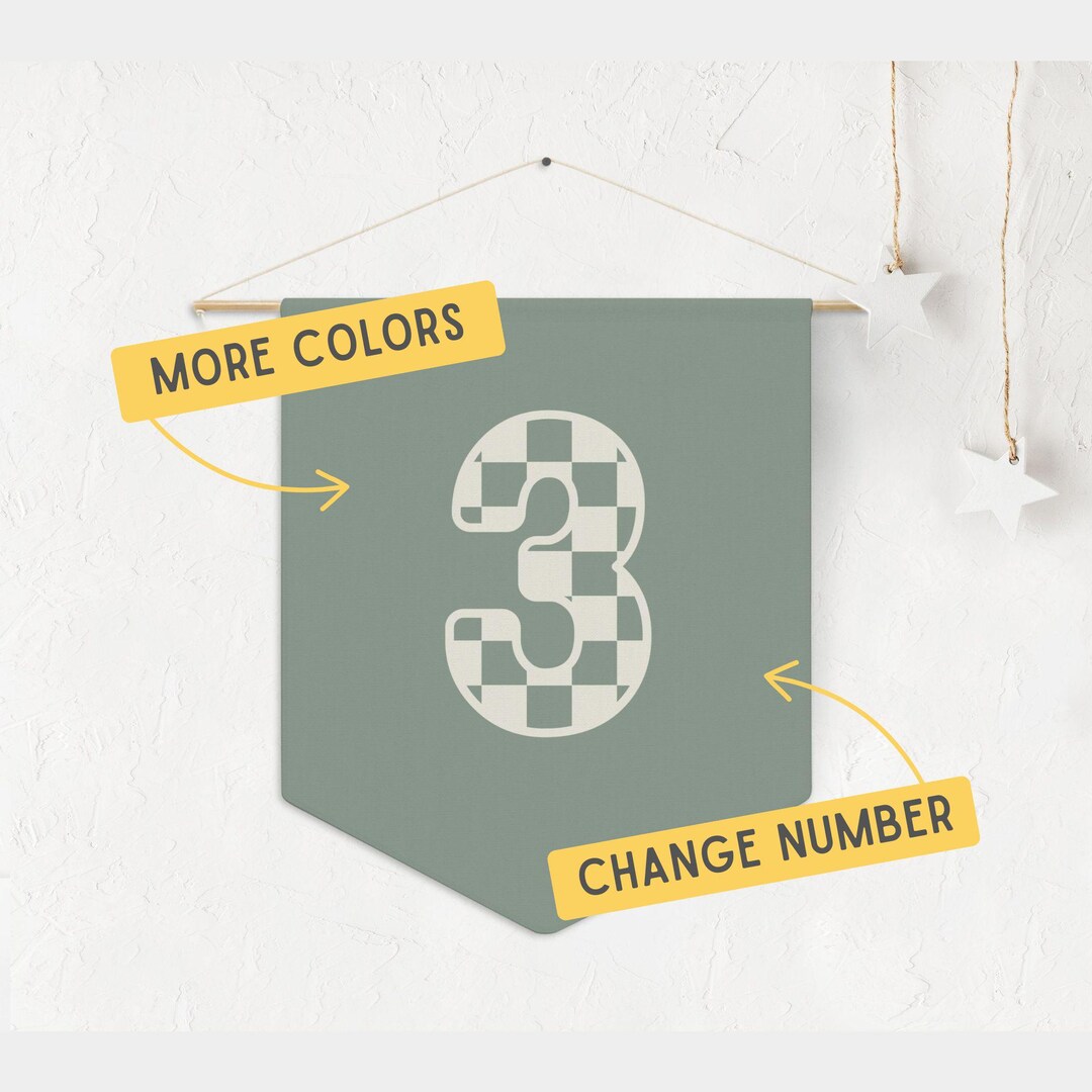 Custom Number Pennant, Personalized Birthday Pennant, Baby Shower Gift ...