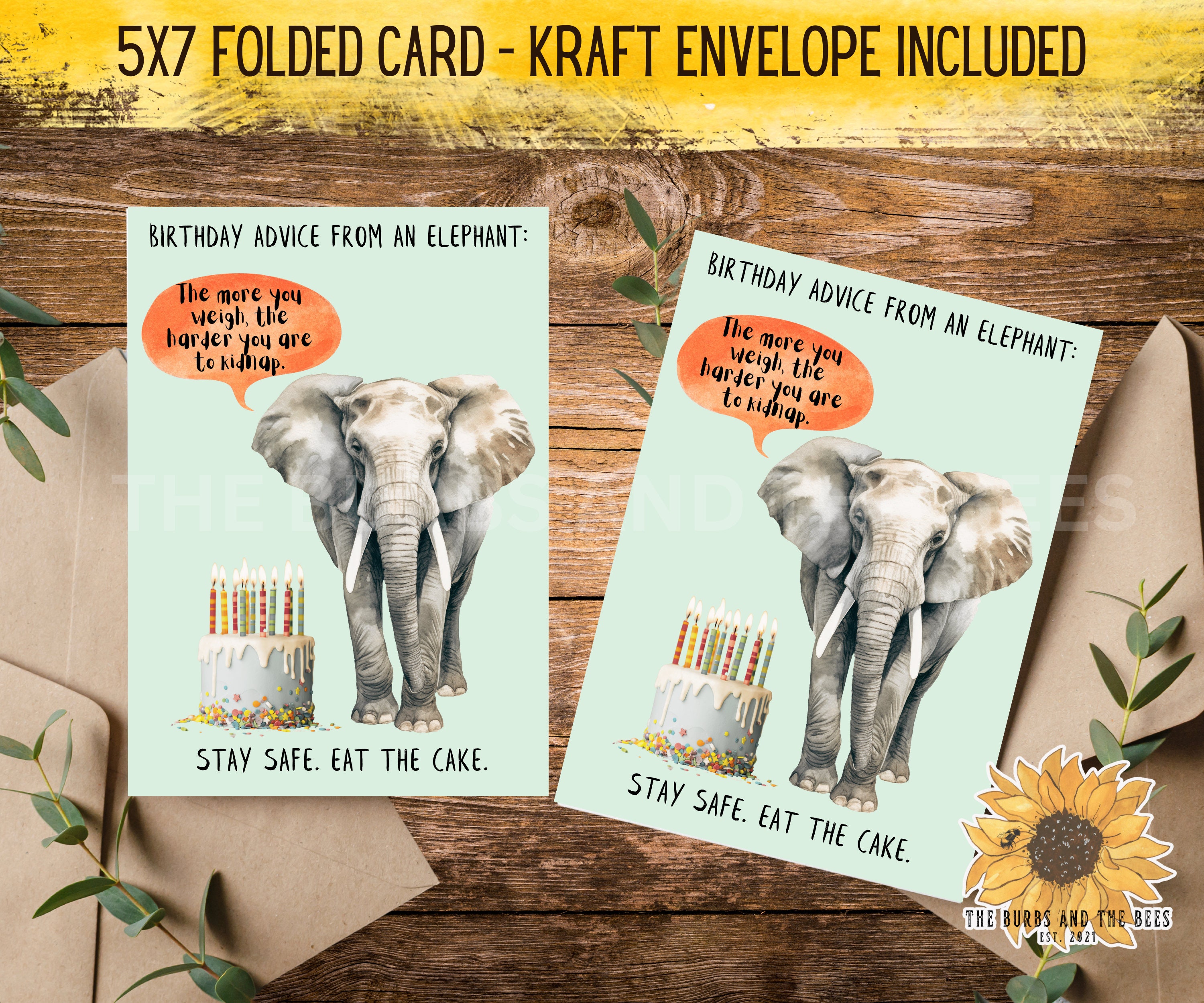 Funny Elephant Birthday Card: African Animal Pun (5x7) - Etsy