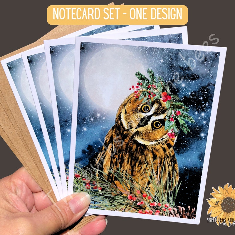 Owl Christmas Card - Etsy