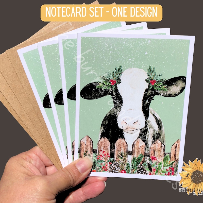 Cow Christmas Card - Etsy