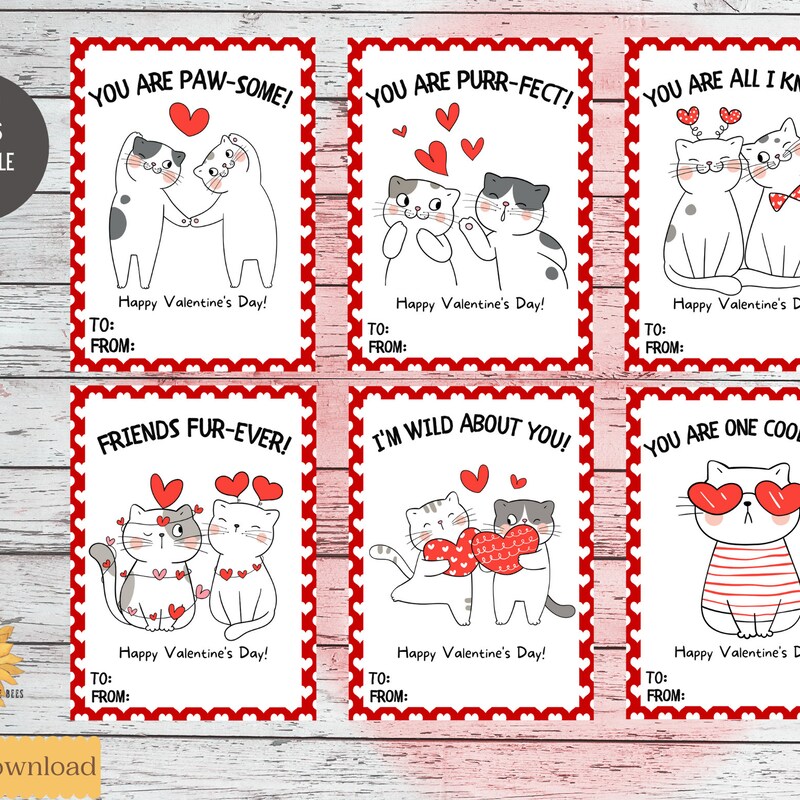 Cat Valentine Card - Etsy