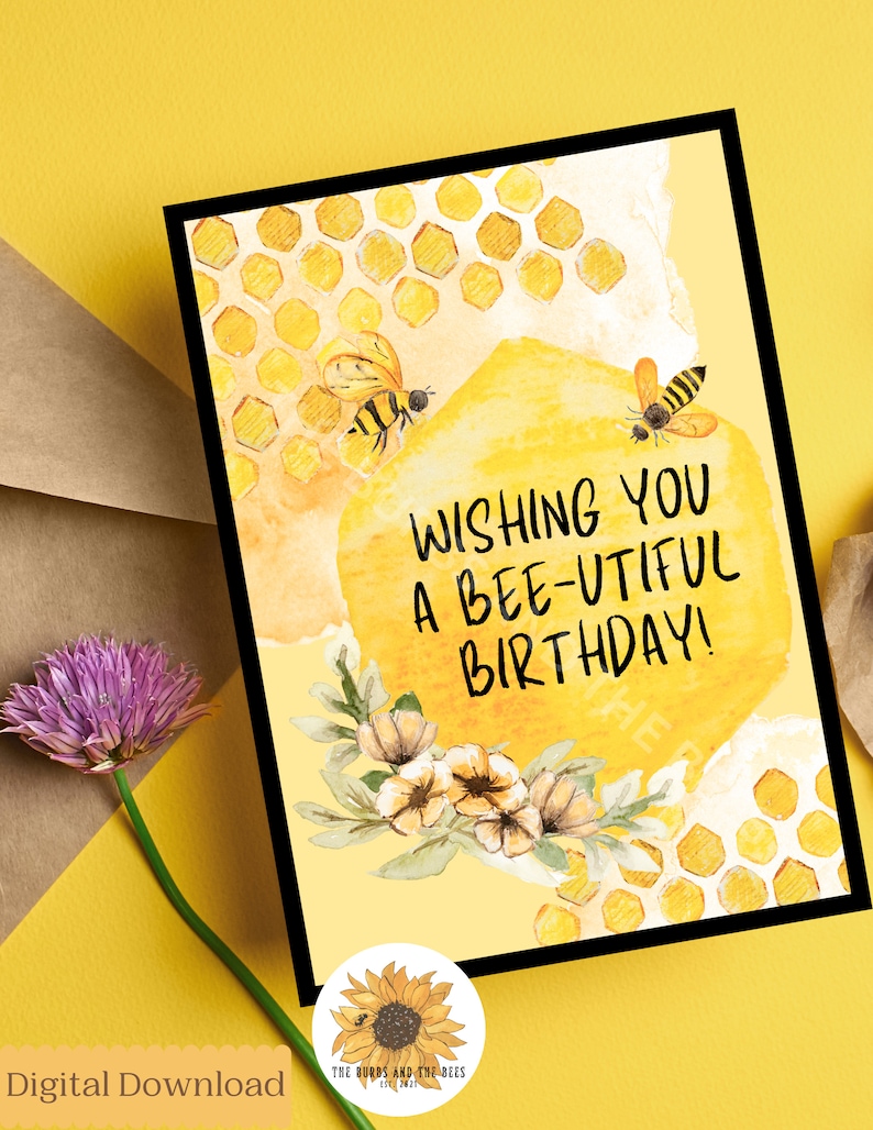 Bee Birthday Card, Cute Bee Card, Honey Bee Card, Bee Puns, Card for ...