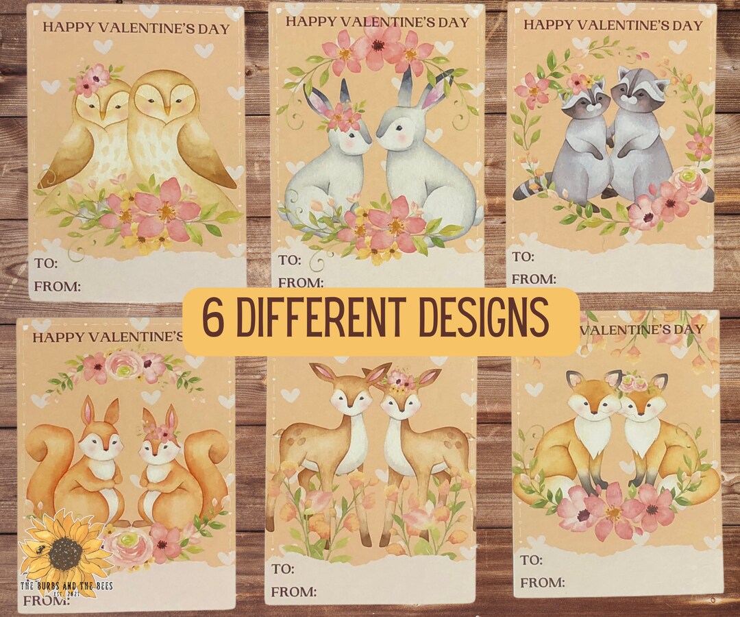 Woodland Animal Valentines Day Cards, Cute Animals Classroom Exchange ...