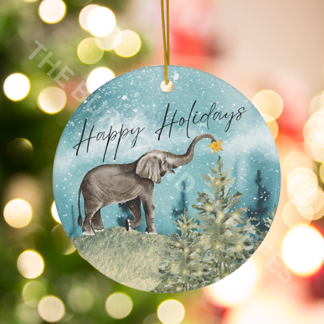 Elephant Christmas Ornament, Elephant Ceramic Ornament, Gift for ...