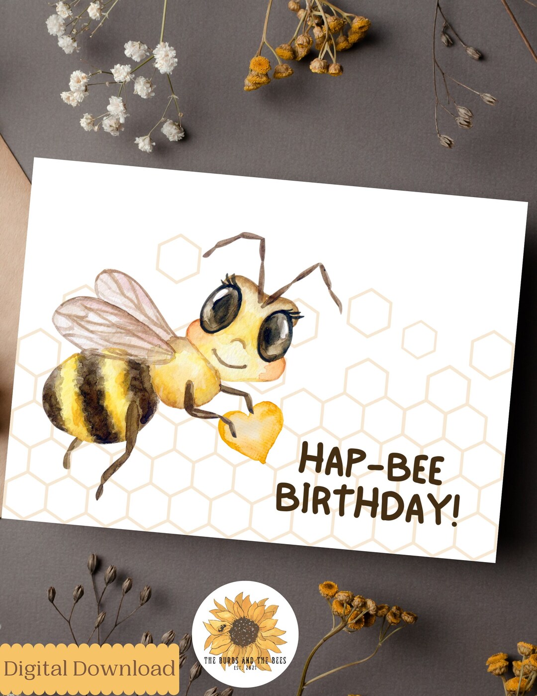 Bee Birthday Card, Cute Bee Card, Bumblebee Card, Bee Puns, Card for ...