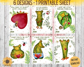 Frog Valentine Cards Printable - Etsy
