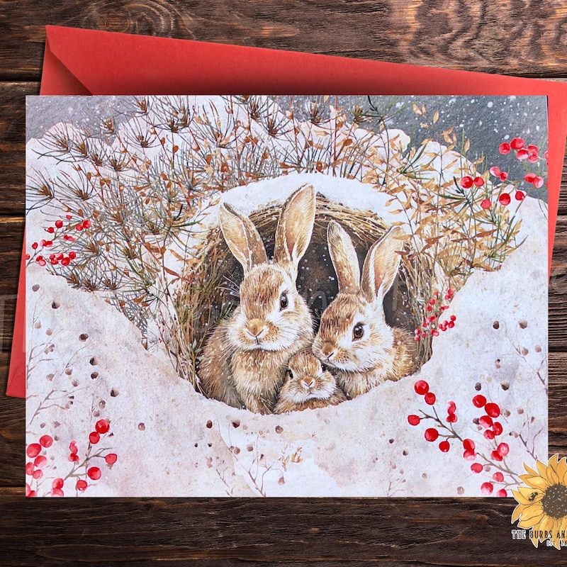 Bunny Christmas Card - Etsy