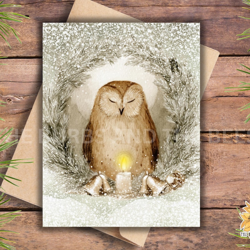 Owl Christmas Card - Etsy