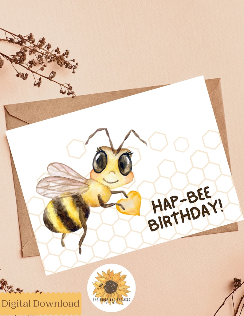Bee Birthday Card, Cute Bee Card, Bumblebee Card, Bee Puns, Card for ...