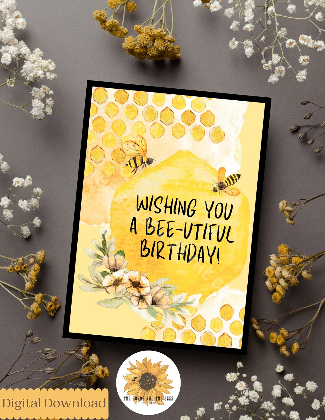 Bee Birthday Card, Cute Bee Card, Honey Bee Card, Bee Puns, Card for ...