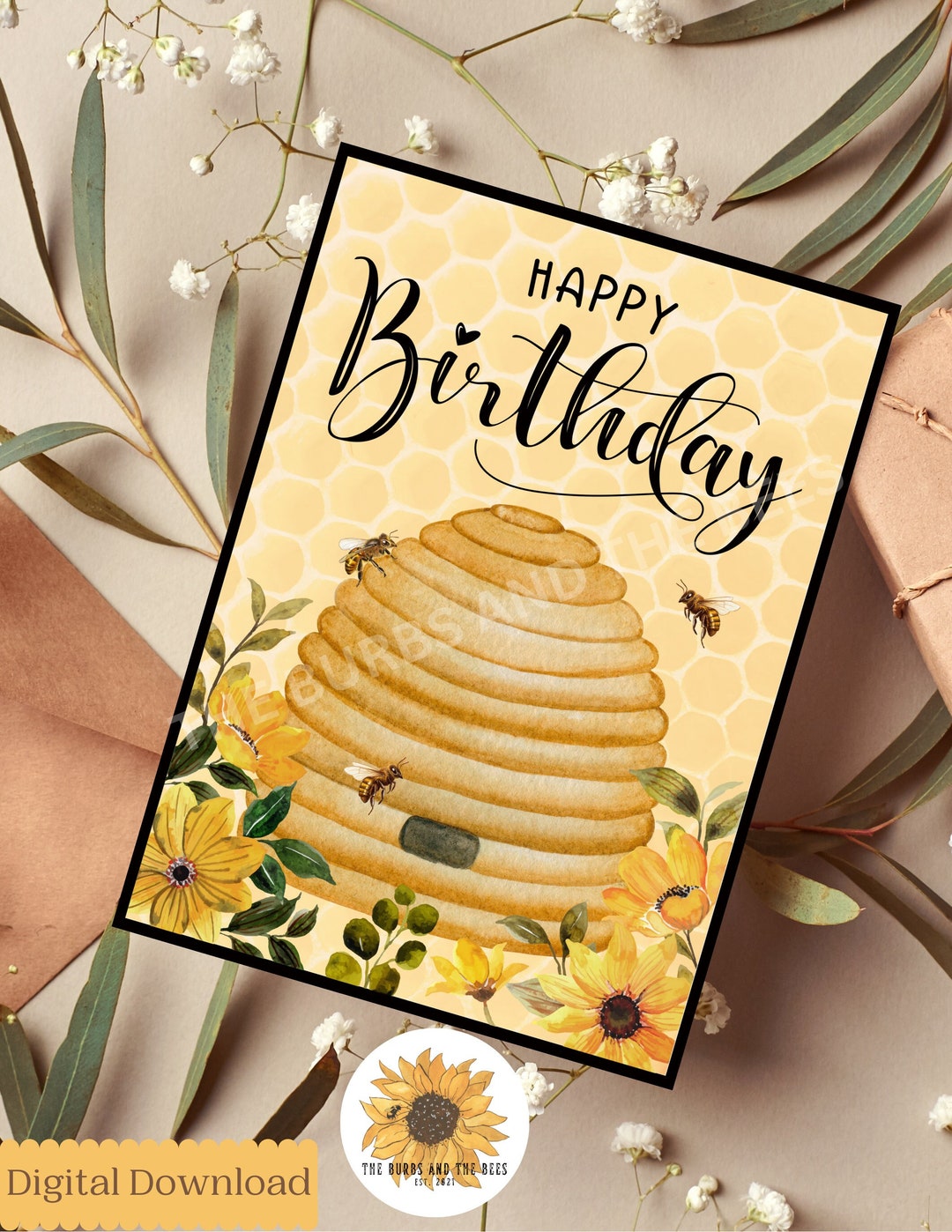 Honey Bee Birthday Card, Cute Bee Card, Bee Puns, Card for Friend, Bee ...