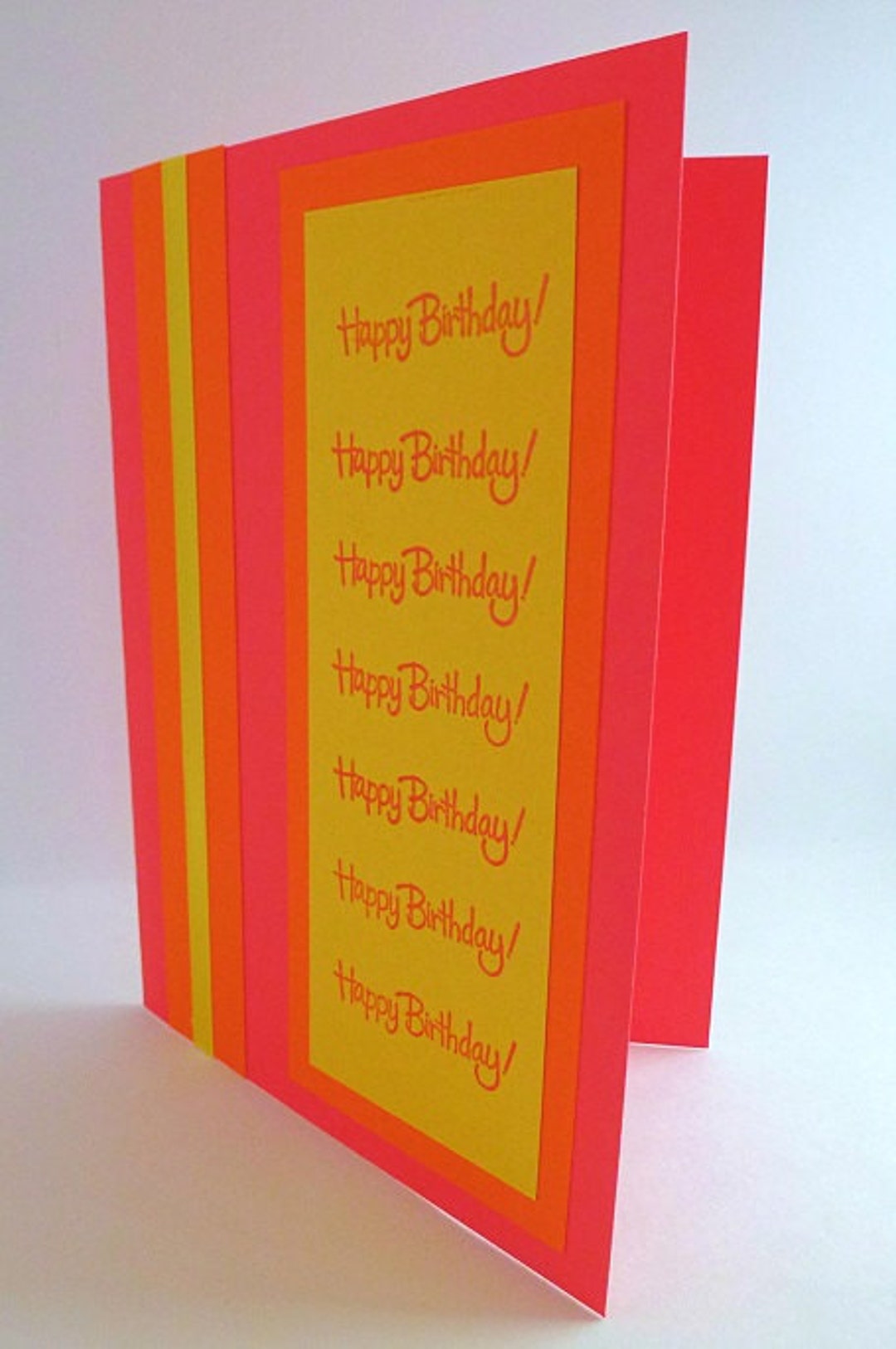 Birthday Card, "happy Birthday" X7, Red, Orange and Yellow - Etsy