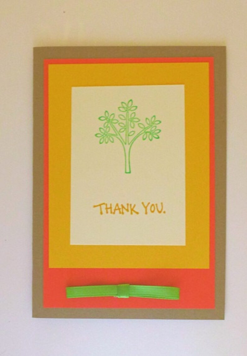 Thank You Card Earthy 'thank You' Tree With Green Bow | Etsy
