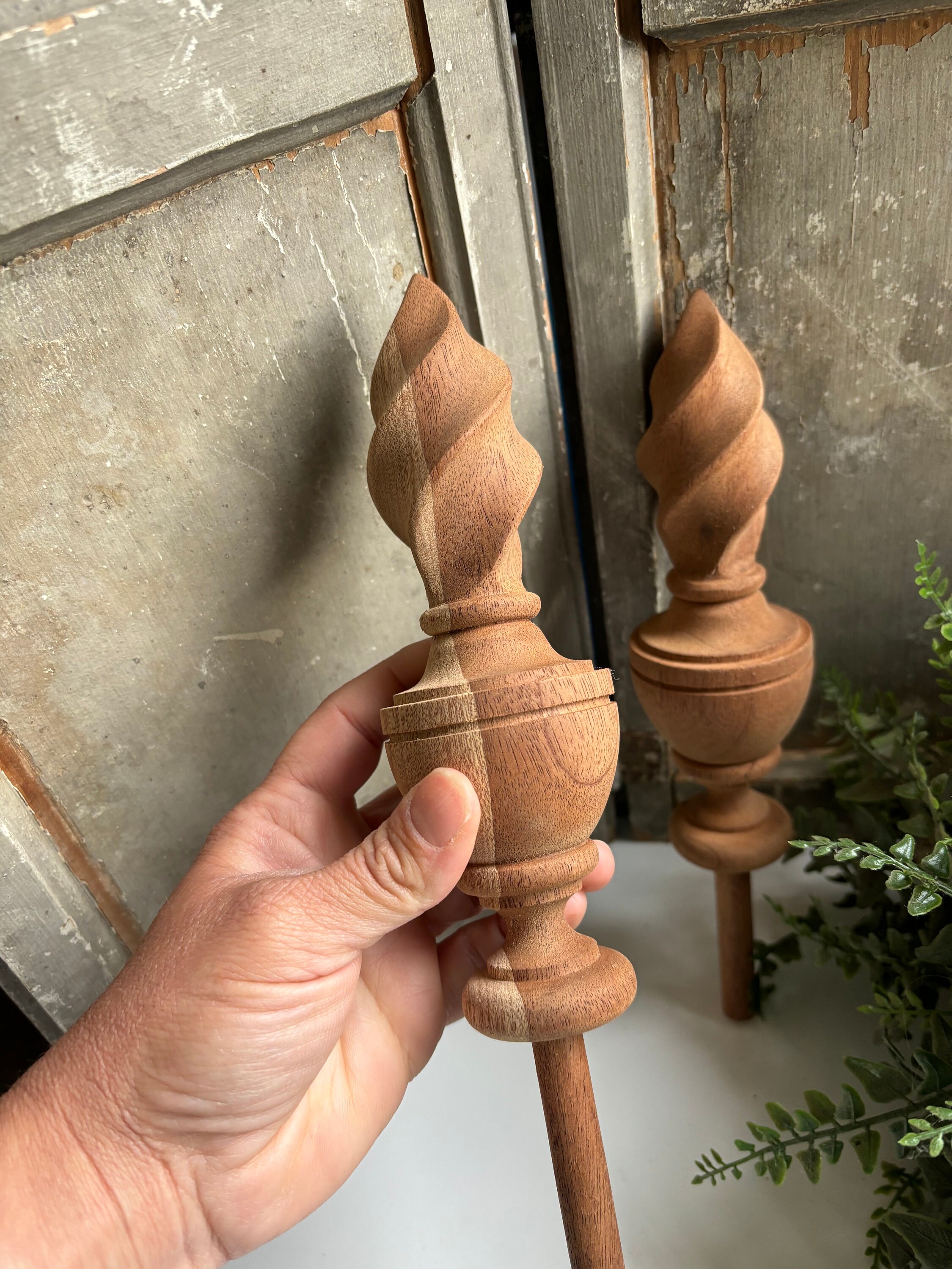 Mahogany Finials ( Pair) Gorgeous. Solid Wood - Etsy