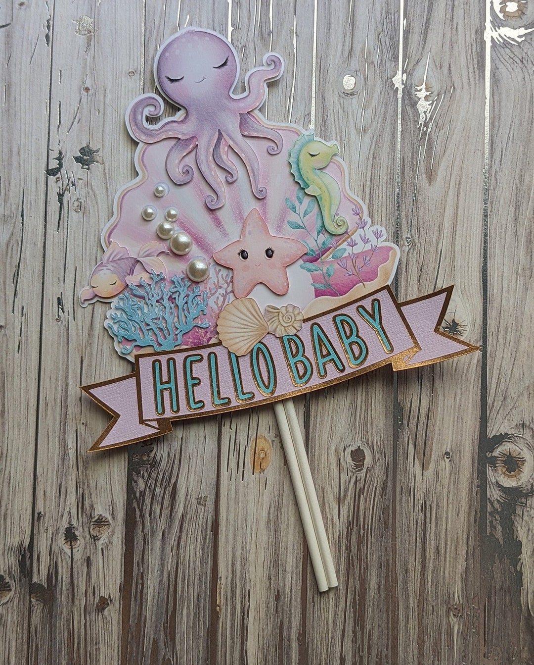 Sea Animals Cake Topper: Handcrafted Ocean Baby Shower Decor - Etsy