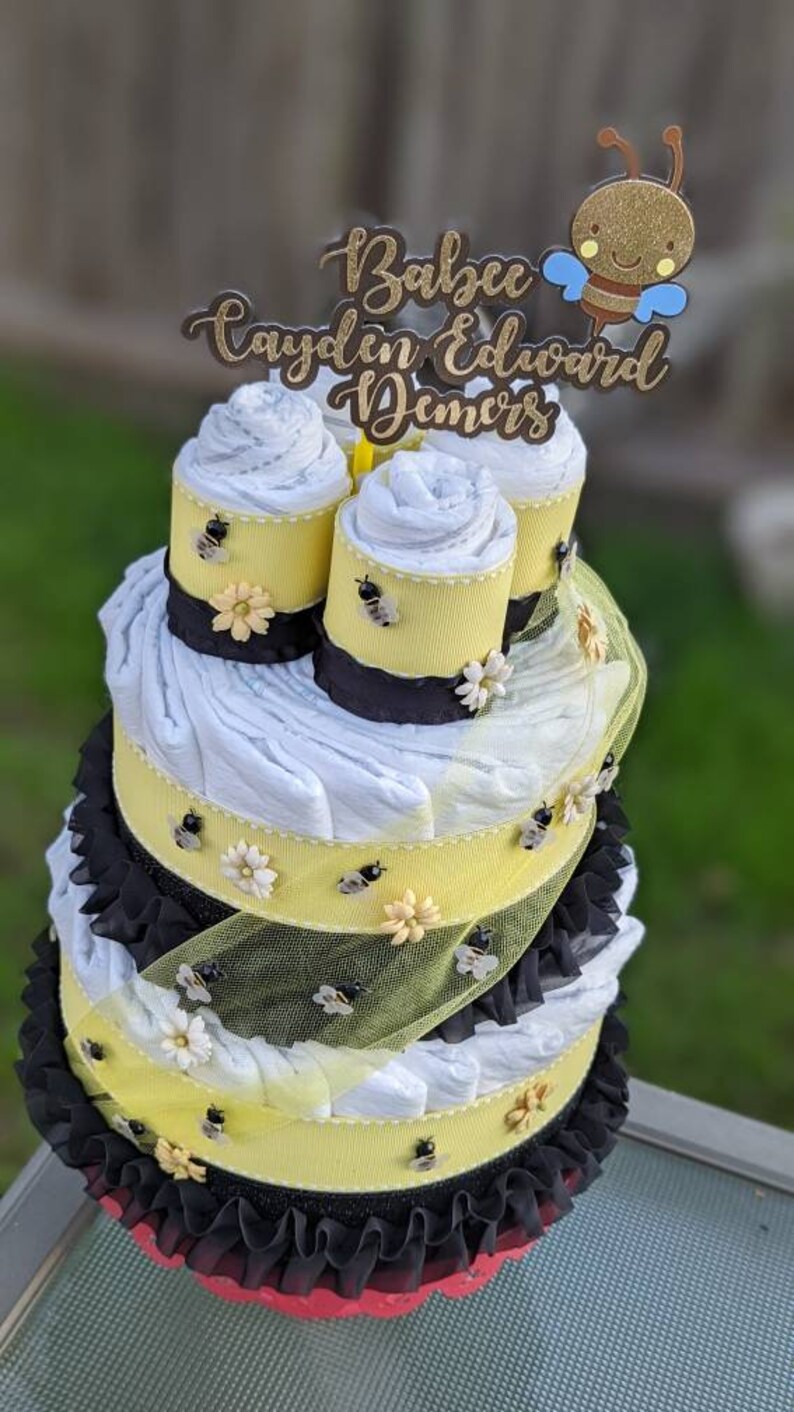 Bumble Bee Diaper Cake Bee Diaper Cake Black and Yellow - Etsy