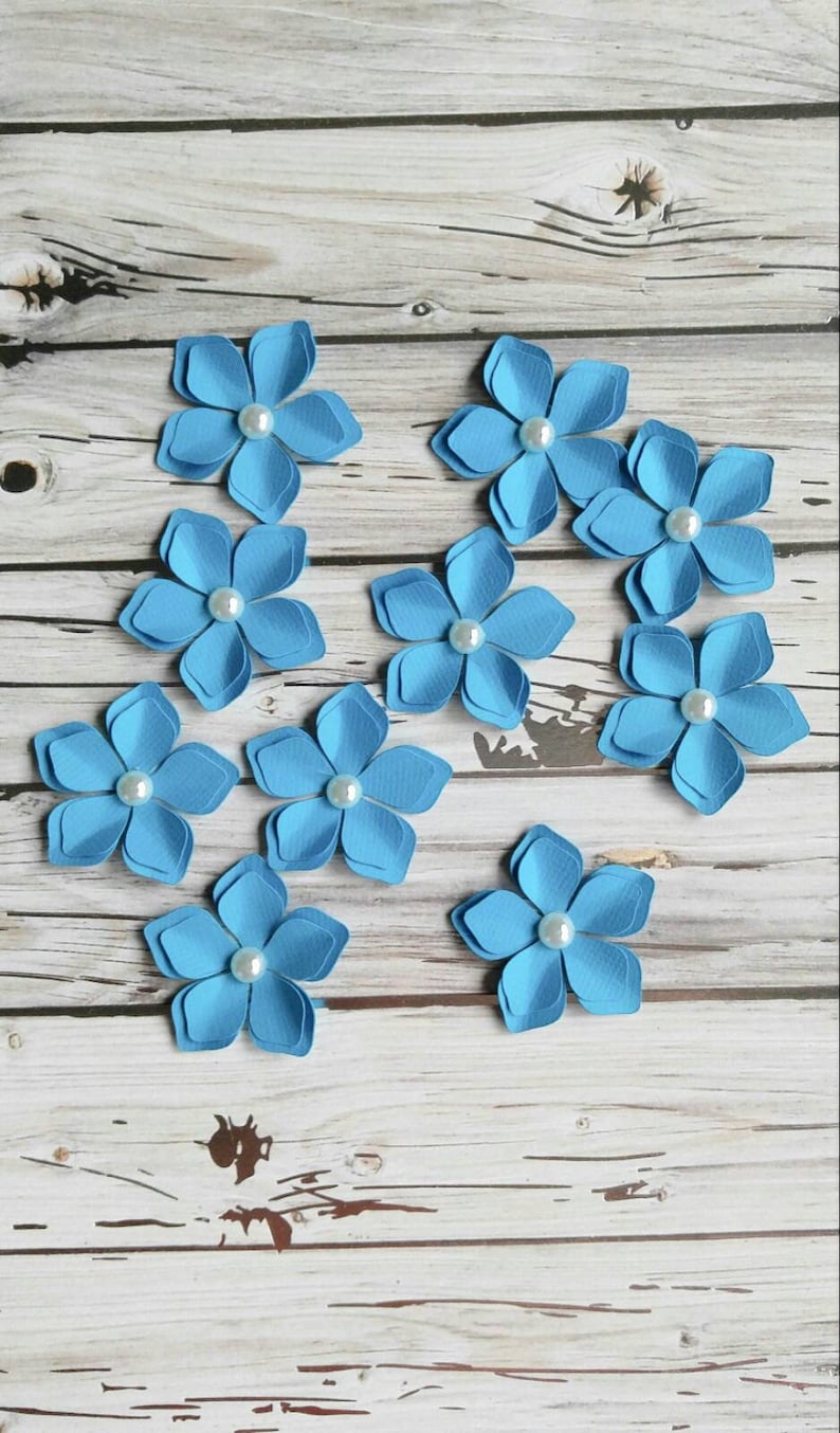 Paper Flowers Blue Paper Flowers Textured Paper Flowers | Etsy