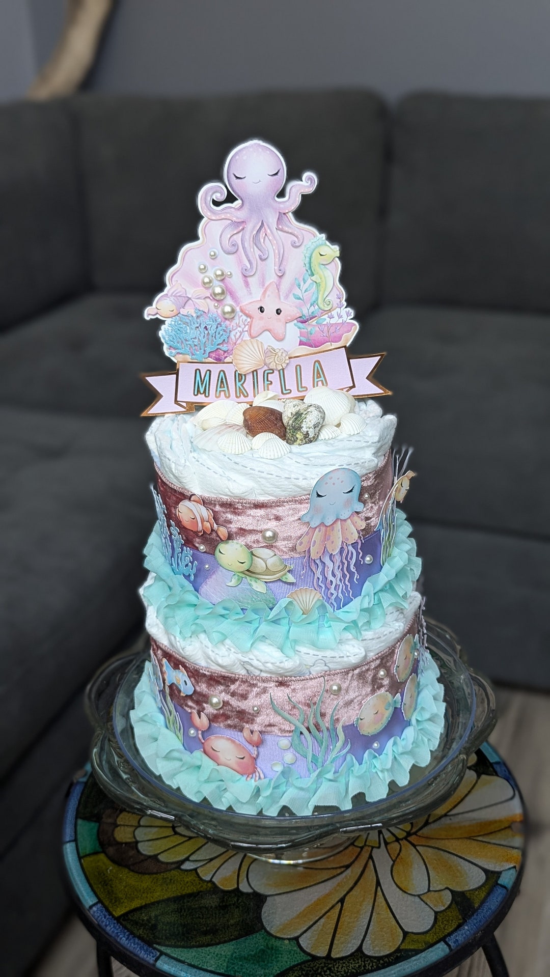 Under the Sea Diaper Cake, Under the Sea Baby Shower Cake, Ocean ...