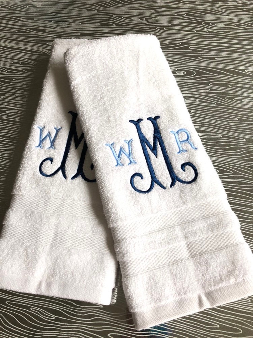 Embroidered MONOGRAM Hand Towel Arabesque Font Monogram New Home ...