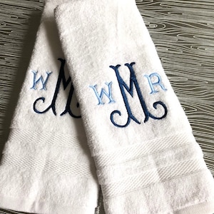 Embroidered MONOGRAM Hand Towel Arabesque Font Monogram New Home ...